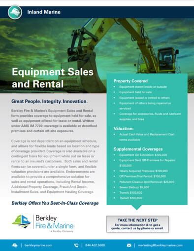 Equipment Sales & Rentals - Berkley Fire & Marine